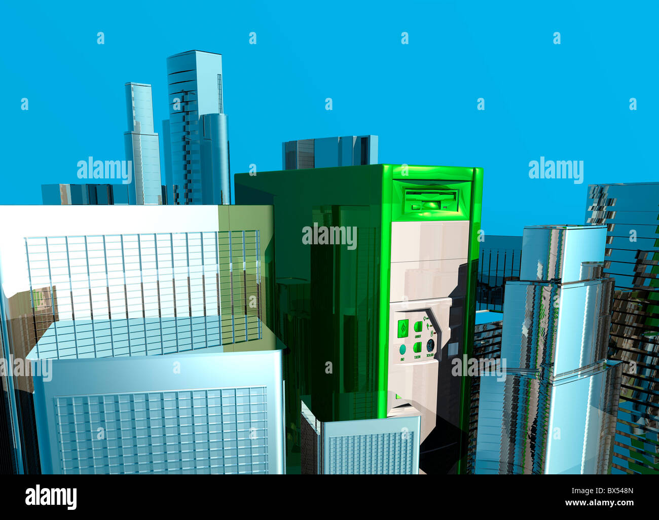 Computer city, conceptual artwork Stock Photo - Alamy
