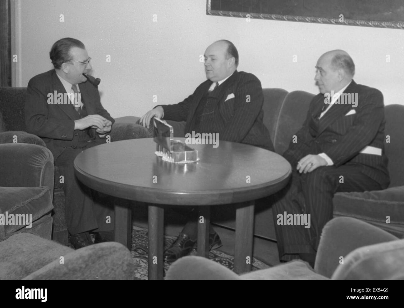 Prague 1947. Belgian Foreign Minister Paul Henri Spaak with ...