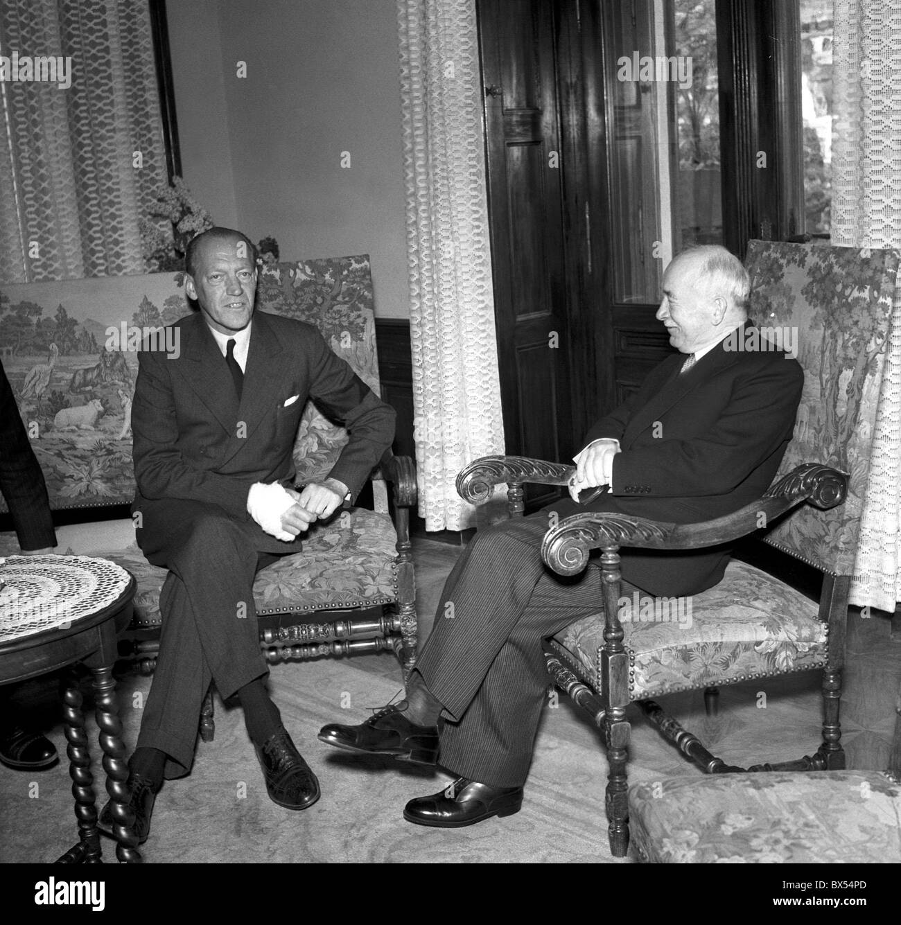 Prague, 1947 Czechoslovakia. President Edvard Benes meets with Danish ...