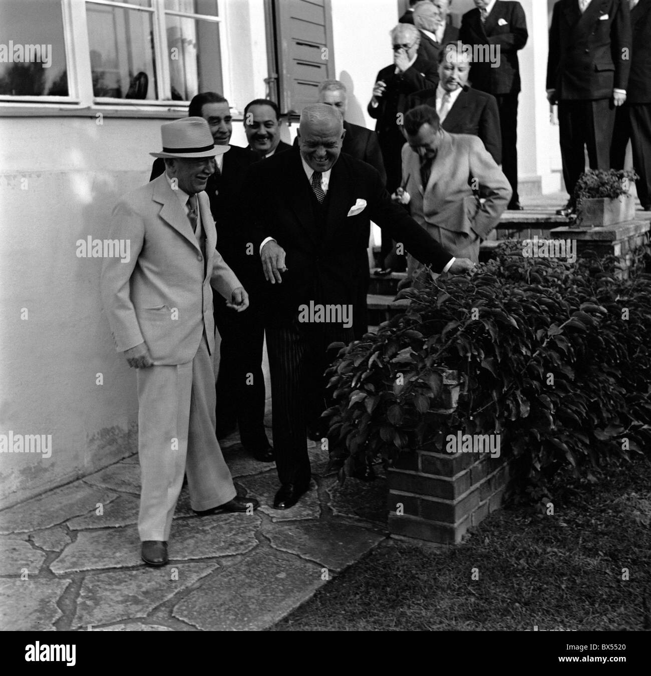 President edvard benes hosts romanian delegation petru groza hi-res ...