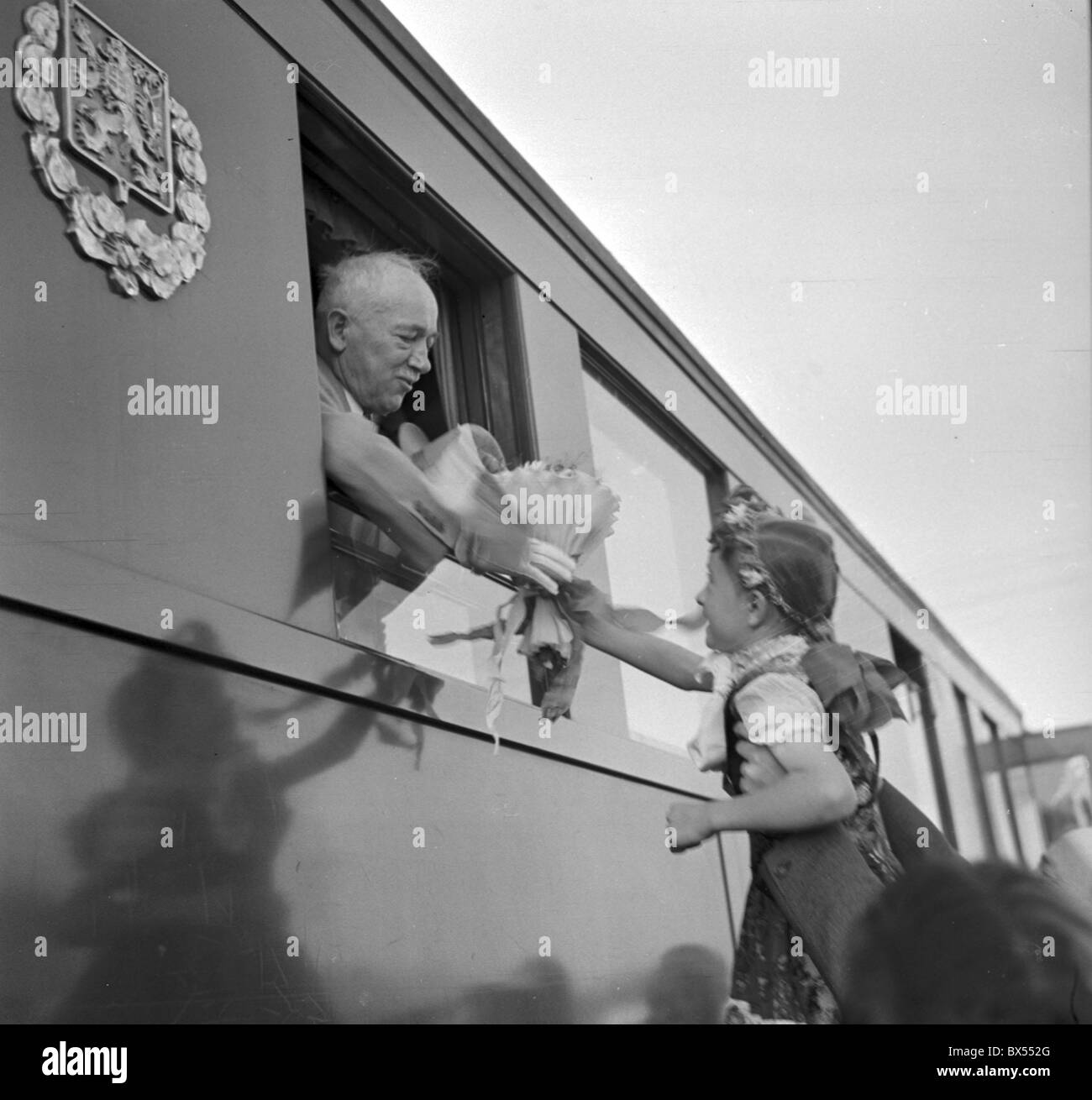 Slovakia - Nove Zamky 1947. Slovak citizens cordially welcome the ...