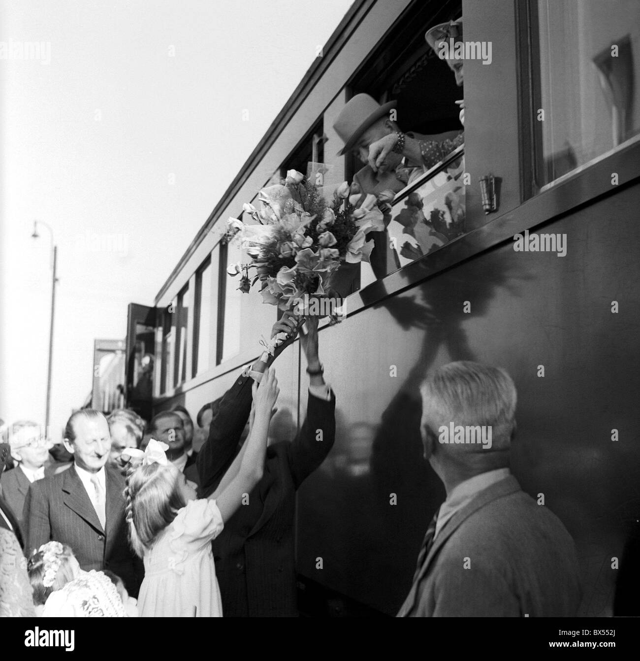 Slovakia - Nove Zamky 1947. Slovak citizens cordially welcome the ...