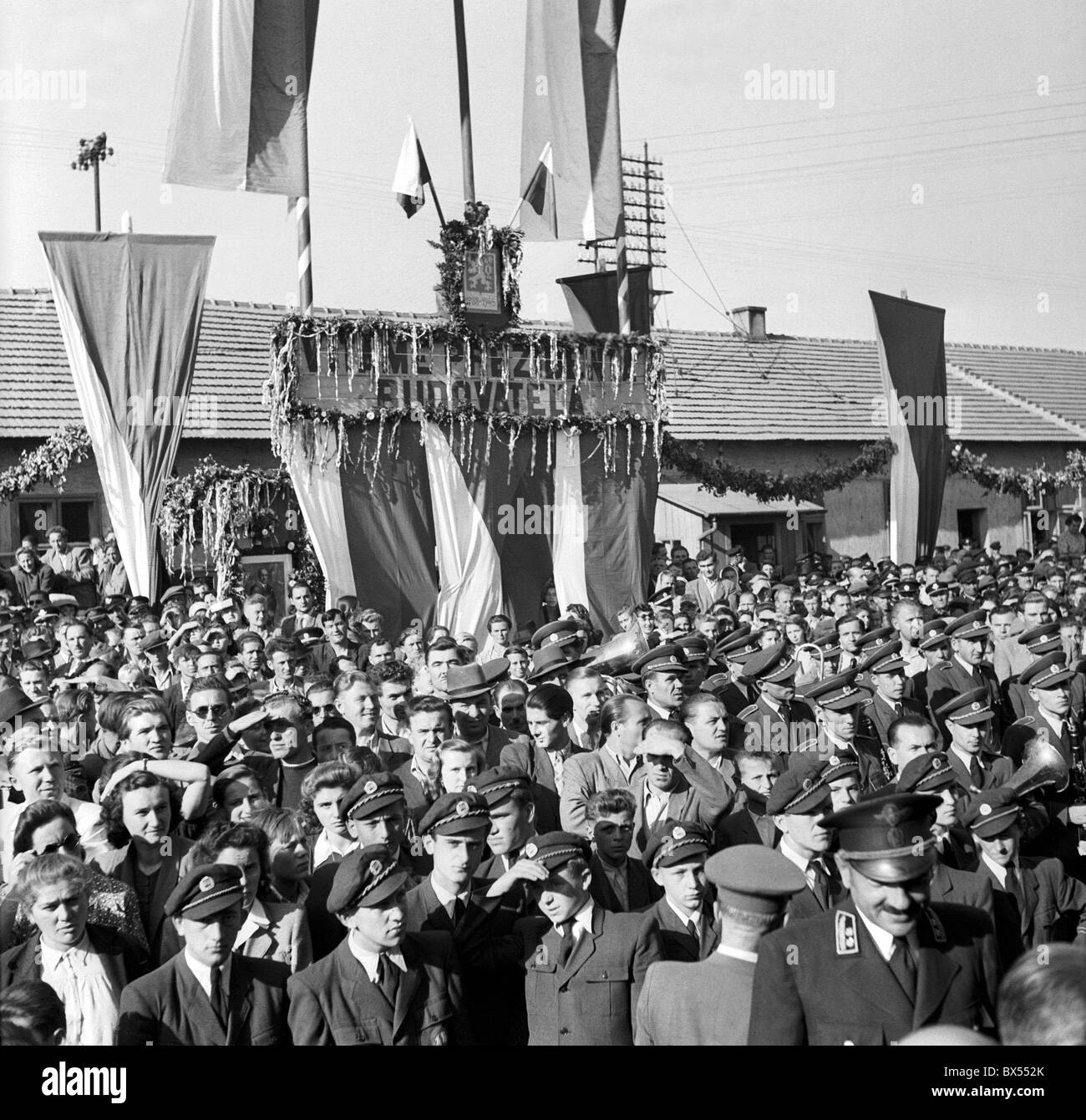 Slovakia - Nove Zamky 1947. Slovak citizens cordially welcome the ...