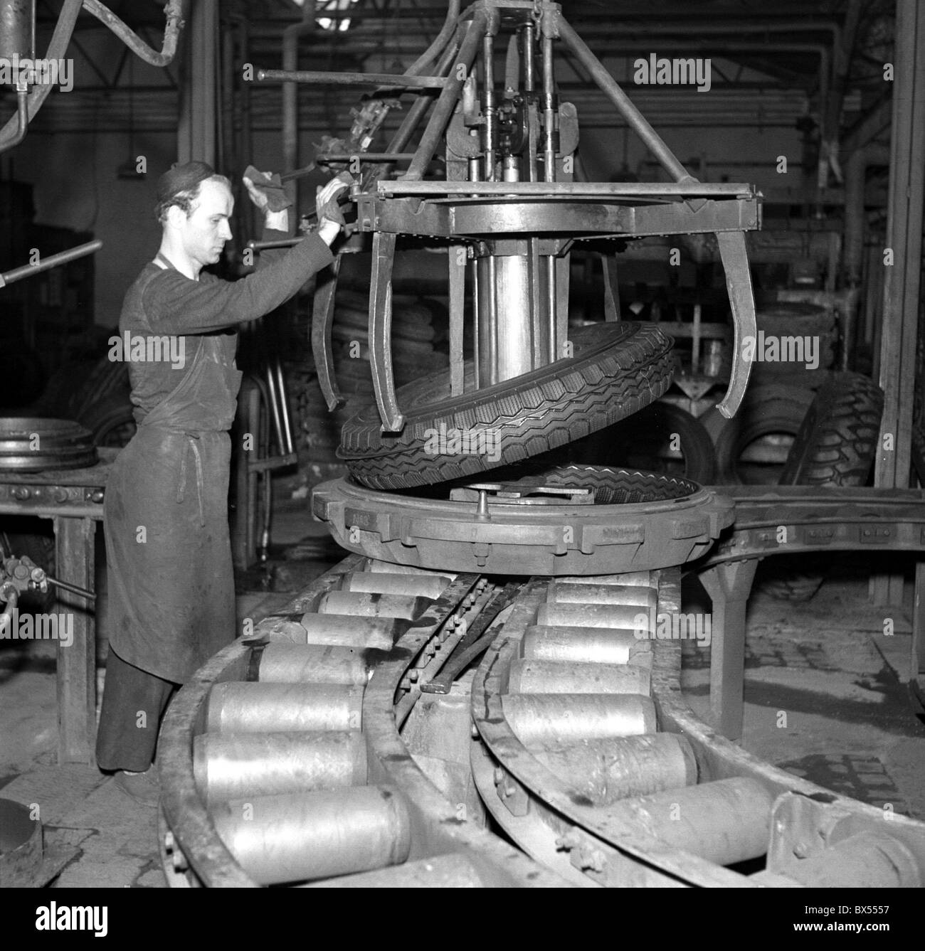 Prague 1947. Tire production in nationalized factory. CTK Vintage Photo ...