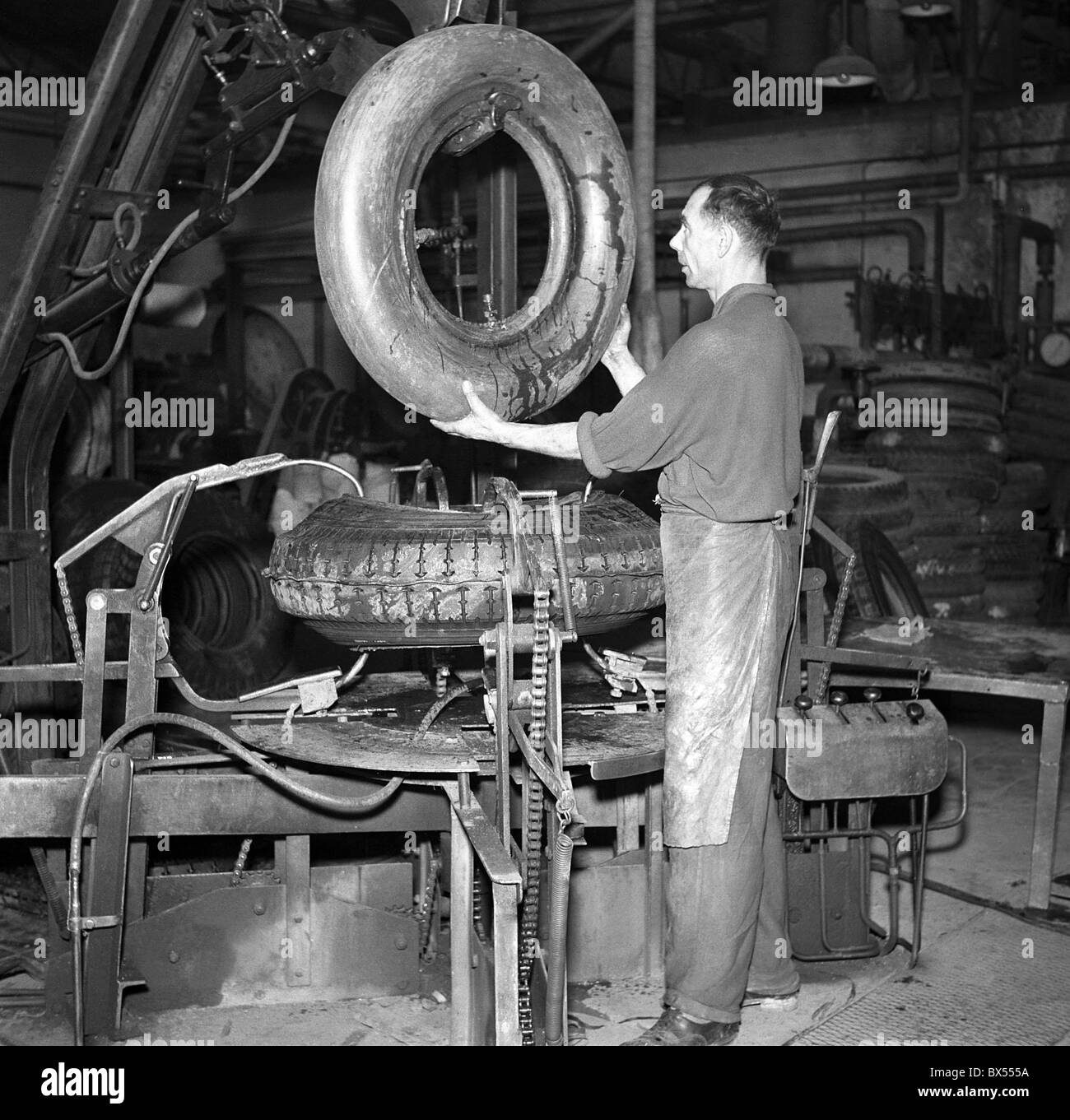 Prague 1947. Tire production in nationalized factory. CTK Vintage Photo ...