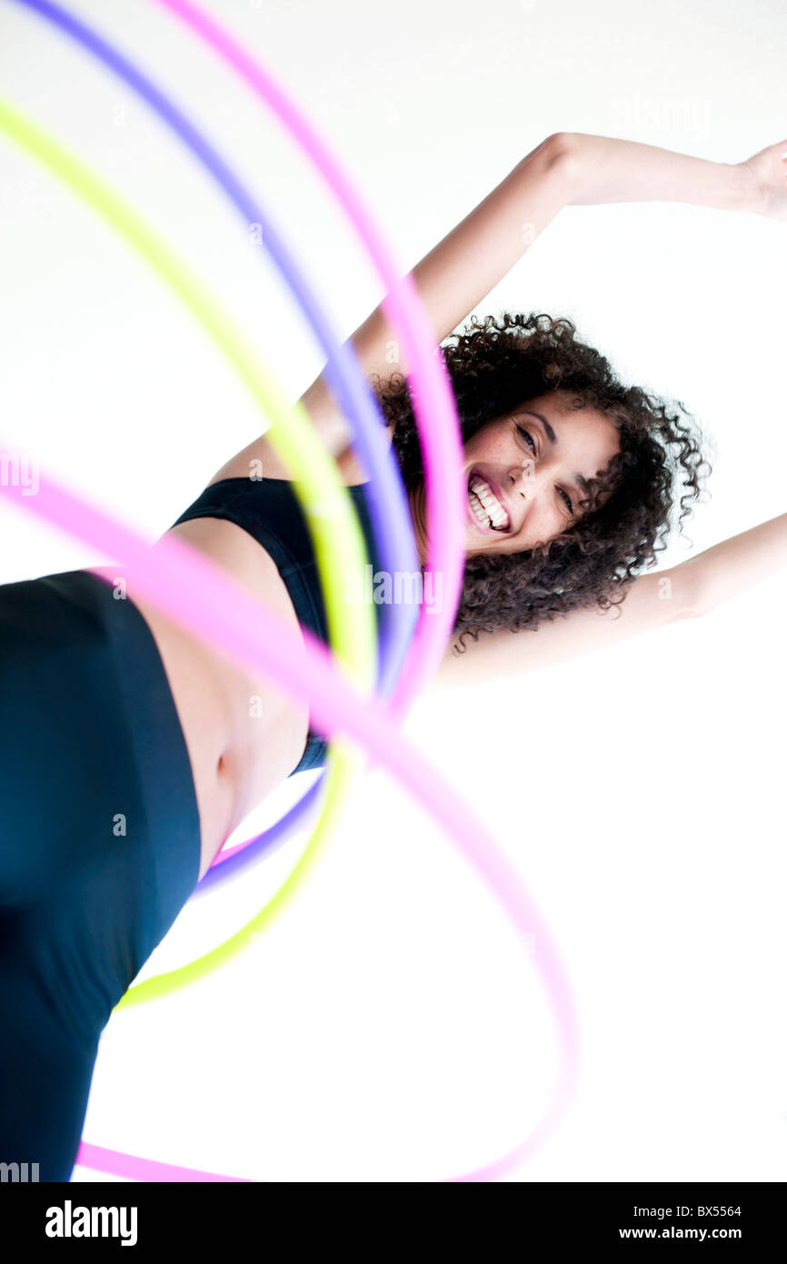 Woman hula hoop happy hi-res stock photography and images - Alamy