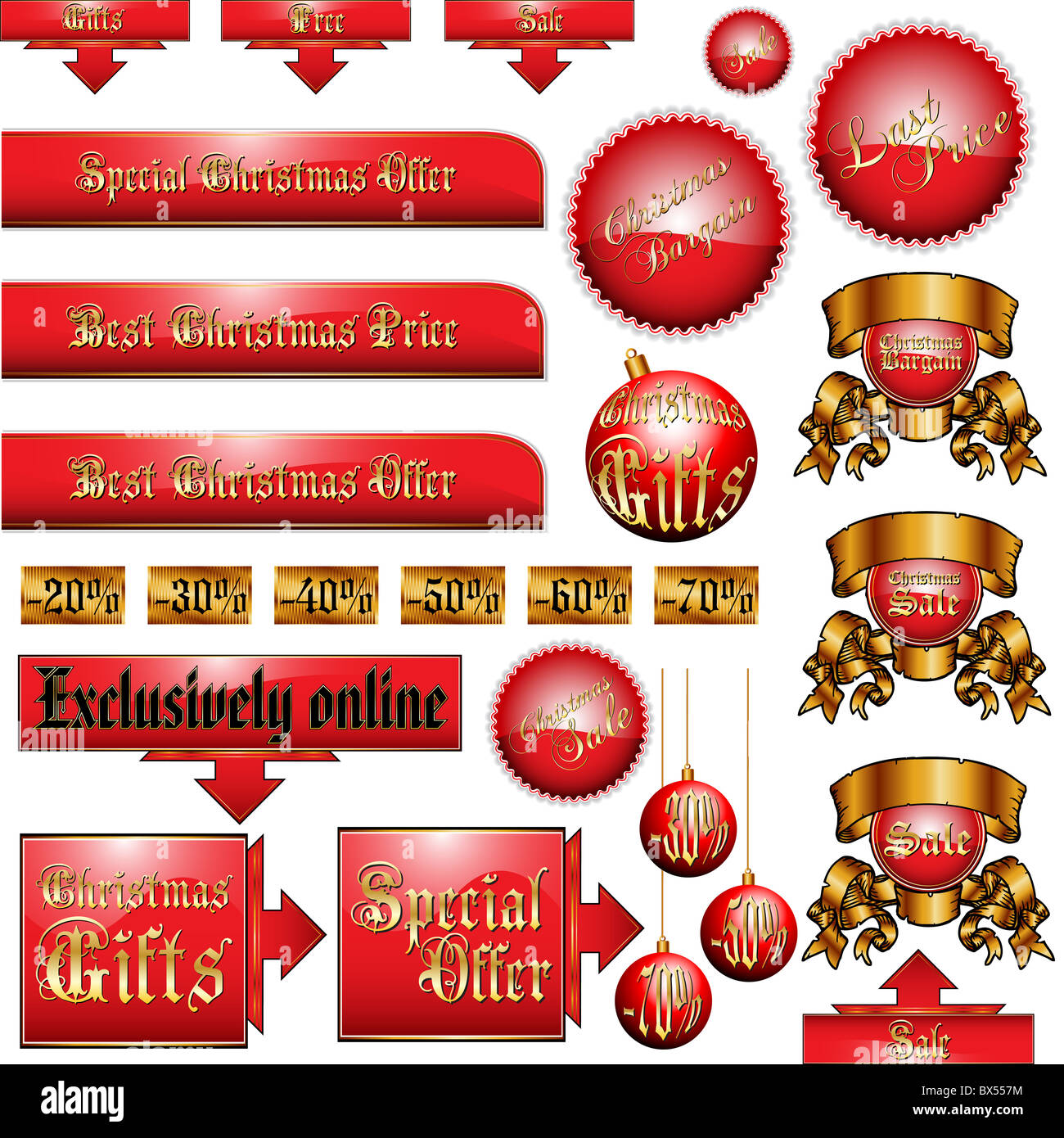set of Christmas discount tickets, labels, stickers, corners, tags ...
