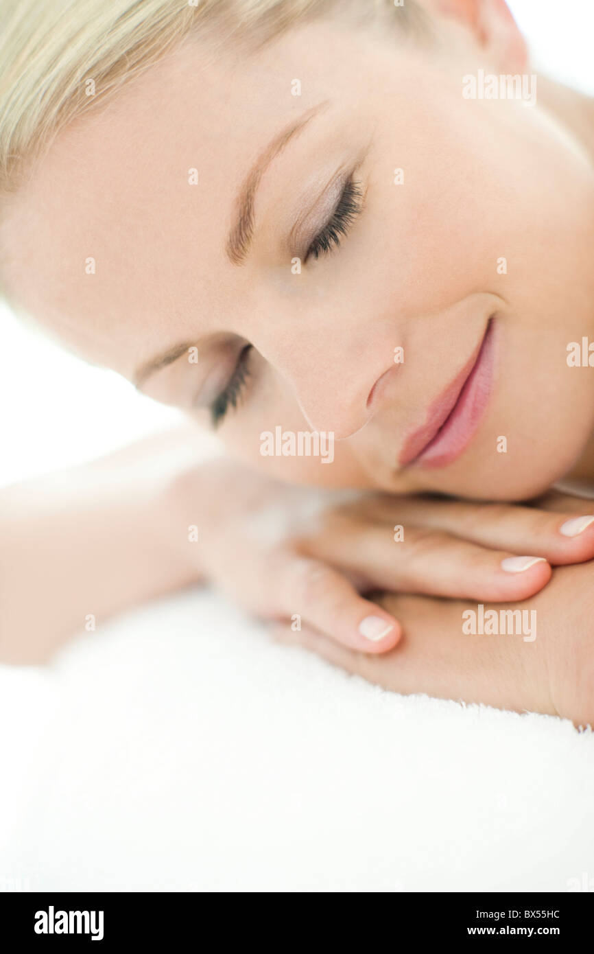 Woman relaxing at a spa Stock Photo - Alamy