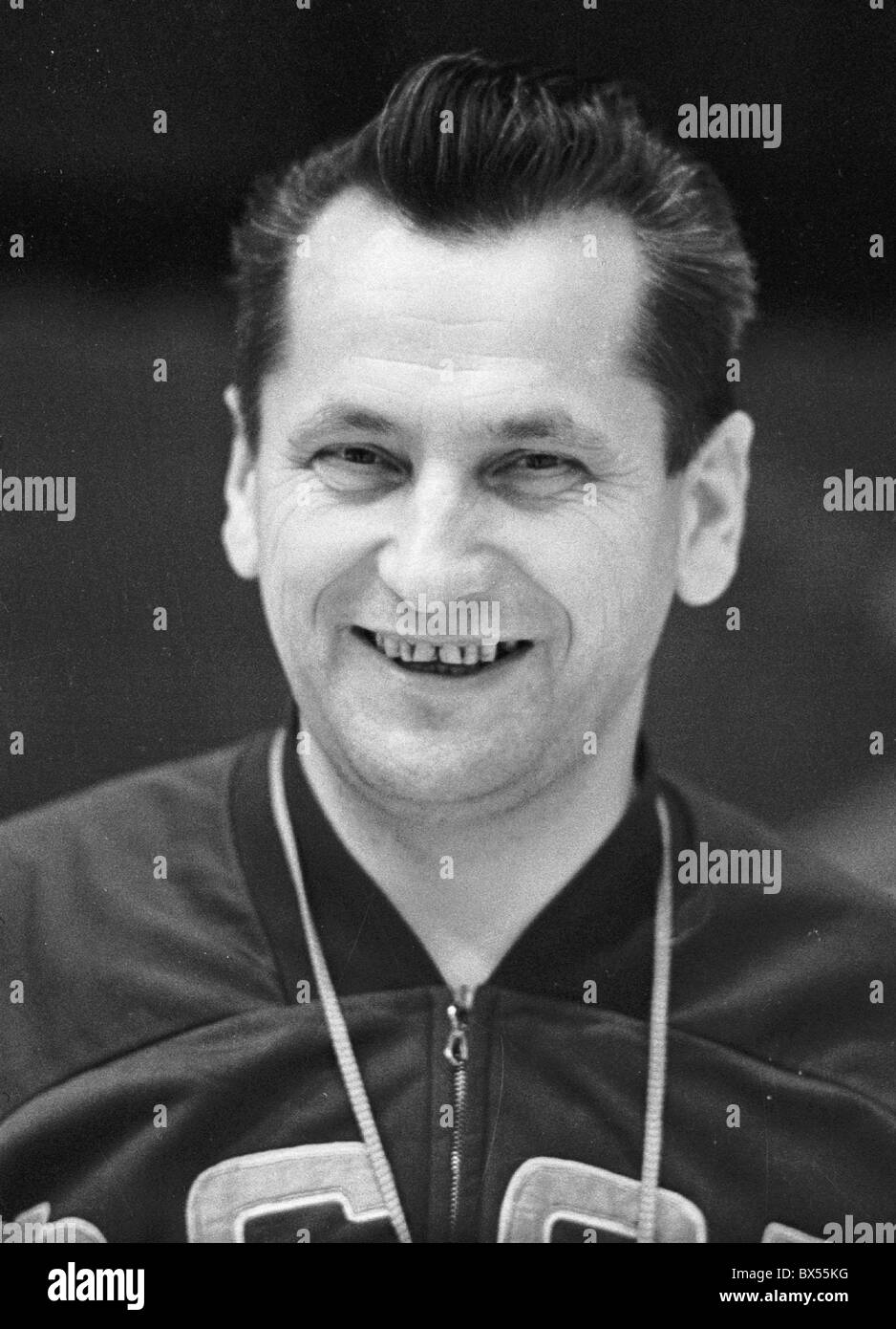 Czechoslovak national ice hockey team coach Jaroslav Pitner, January ...
