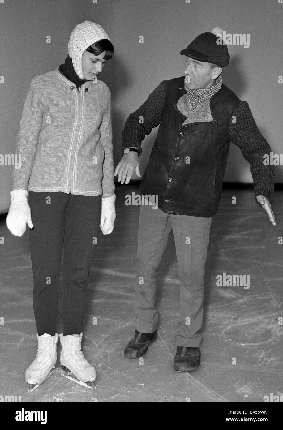 Figure skater Hana Maskova with her coach Vladimir Koudelka during a ...