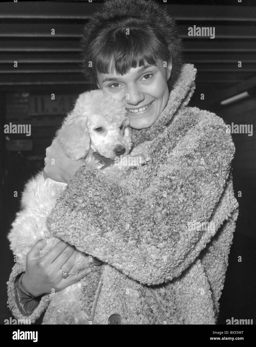 Figure skater Hana Maskova with her petty dog. CTK Photo/Zdenek Havelka ...
