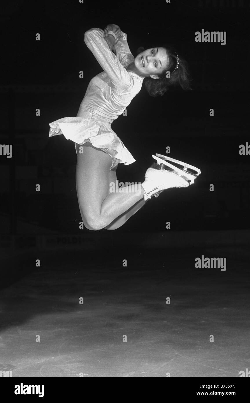 Figure skater Hana Maskova training for the 1968 Winters Olympics in ...