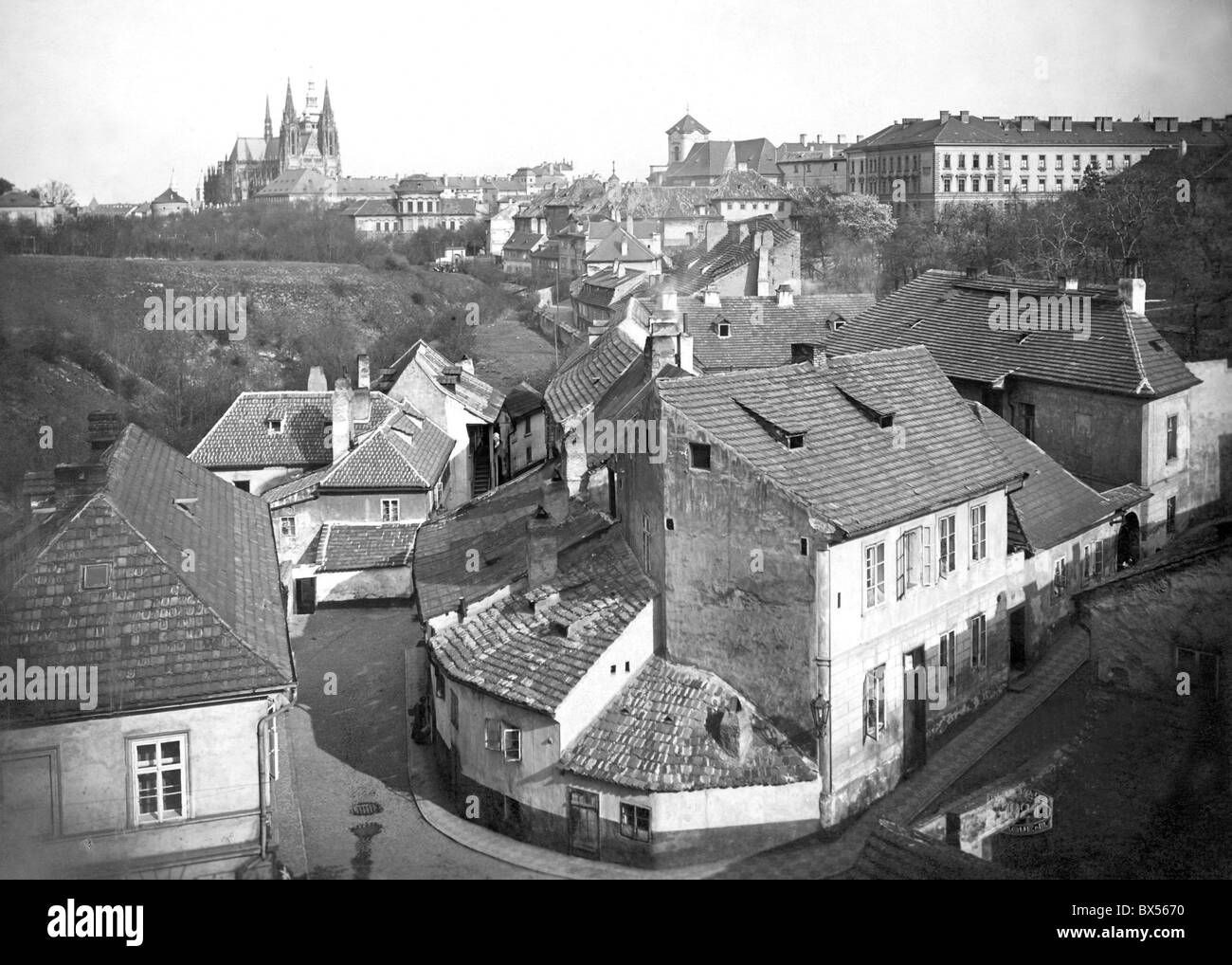 Czechoslovakia 1921, picturesque old houses in PragueÂ´s Novy Svet with ...