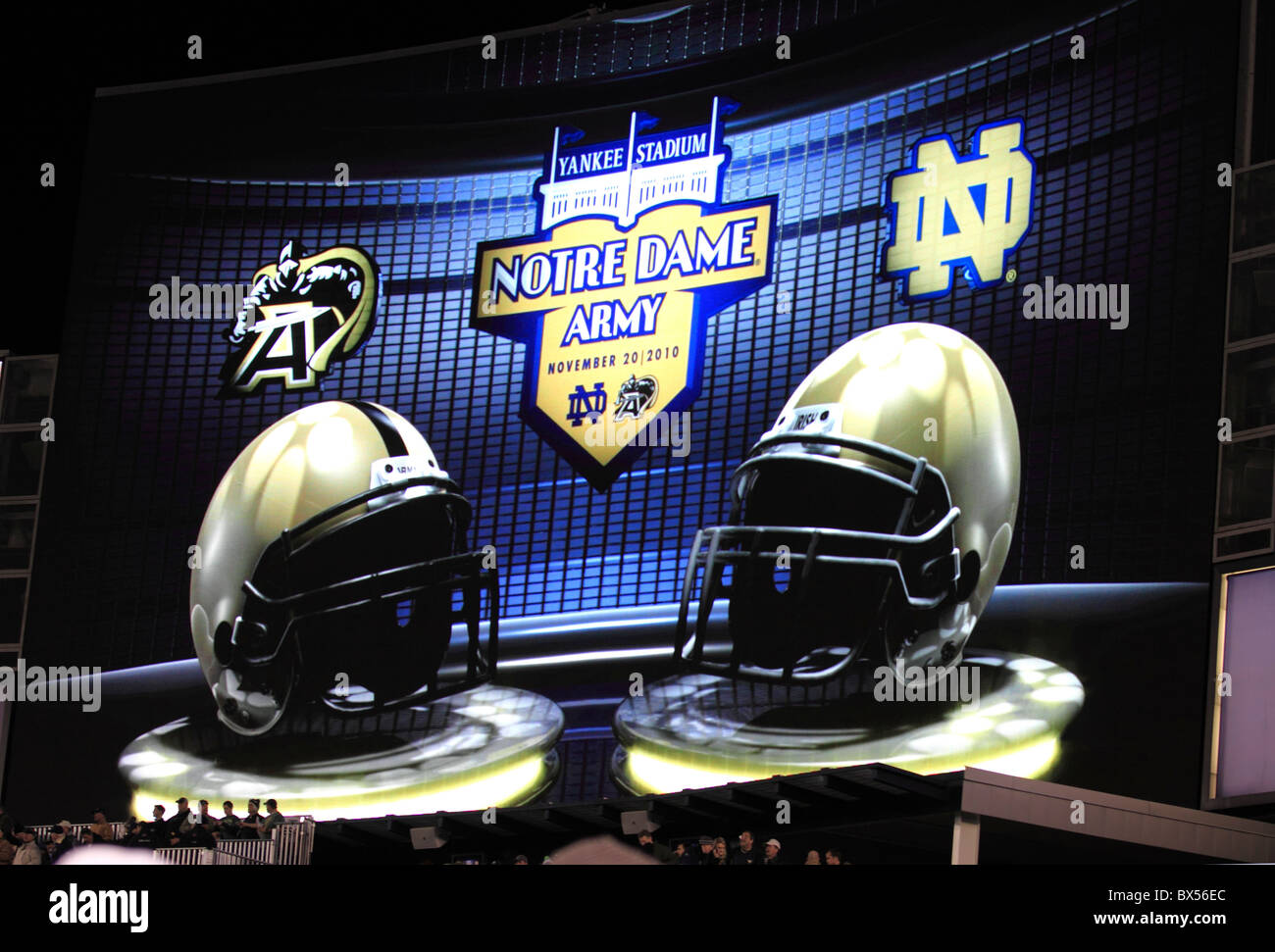 Big screen video monitor at Yankee Stadium Army vs. Notre Dame college ...
