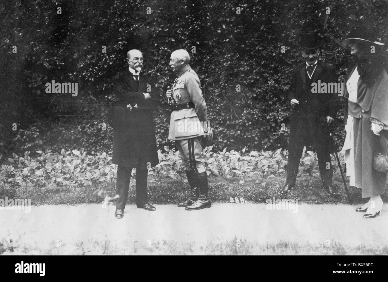 Czechoslovakia 1919, President Masaryk with General Joseph PellÃ© Stock ...