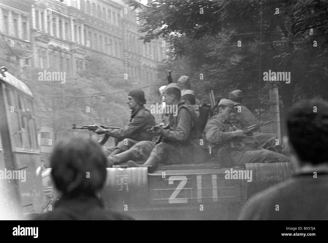 Soviet soldiers, troops, armoured vehicle, APC, submachine gun Stock ...