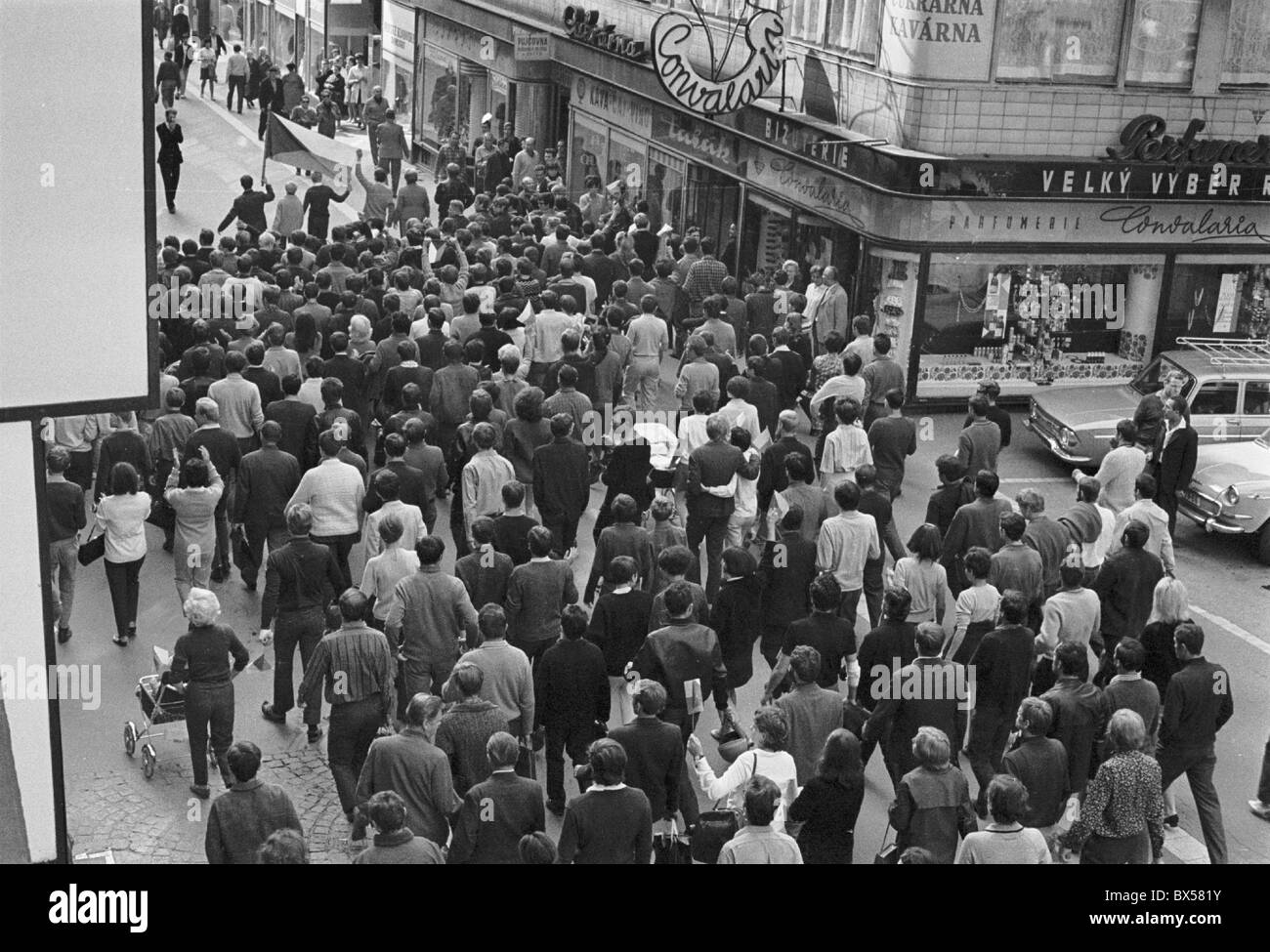 protest, march, demonstration, banner, flag, Brno Stock Photo - Alamy