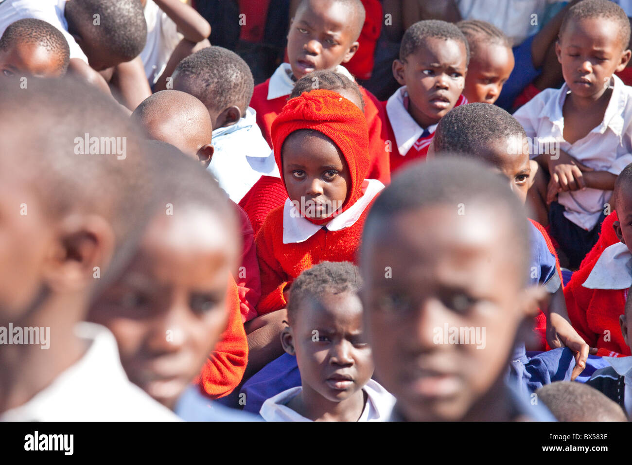 Assembly at Maji Mazuri School in the Mathare slums, Nairobi, Kenya ...