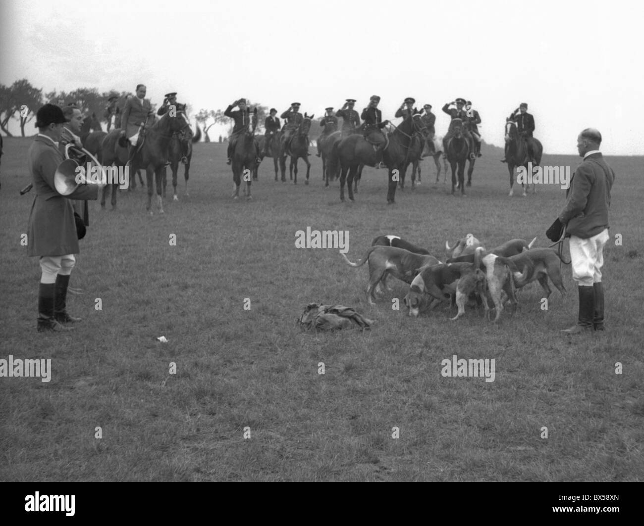 Czechoslovakia 1937, vintage photographs of hunting party with hunting ...