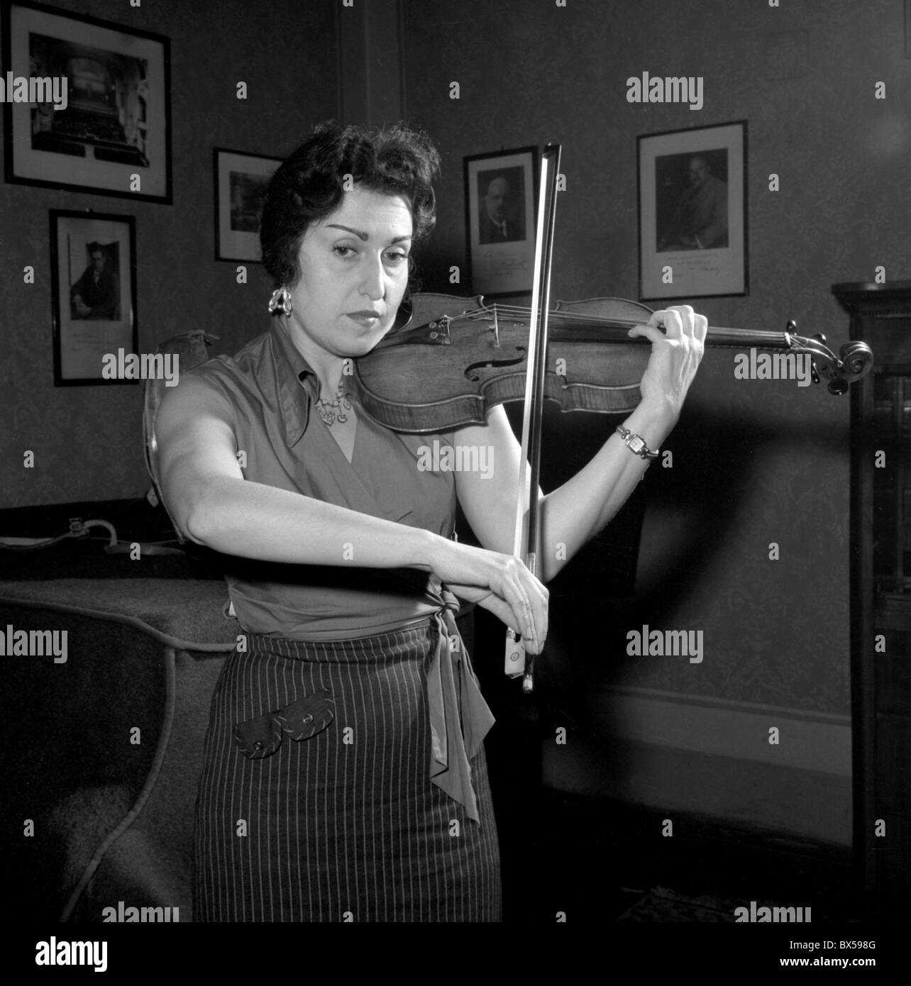 Violinist Ida Haendel visits Prague in 1958. Czechoslovakia (CTK Photo ...