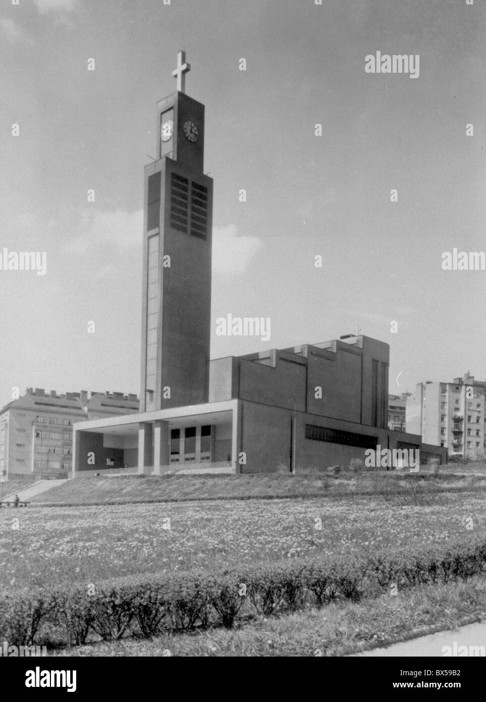 Prague, St. Wenceslav church, designed by Architect Josef Gocar Stock ...