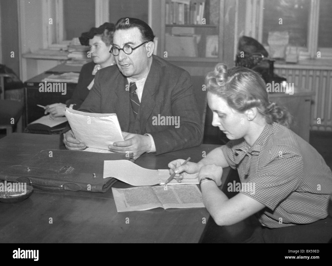 Prague- Czechoslovakia, 1949. Greek journalist Safarin Maximos during ...