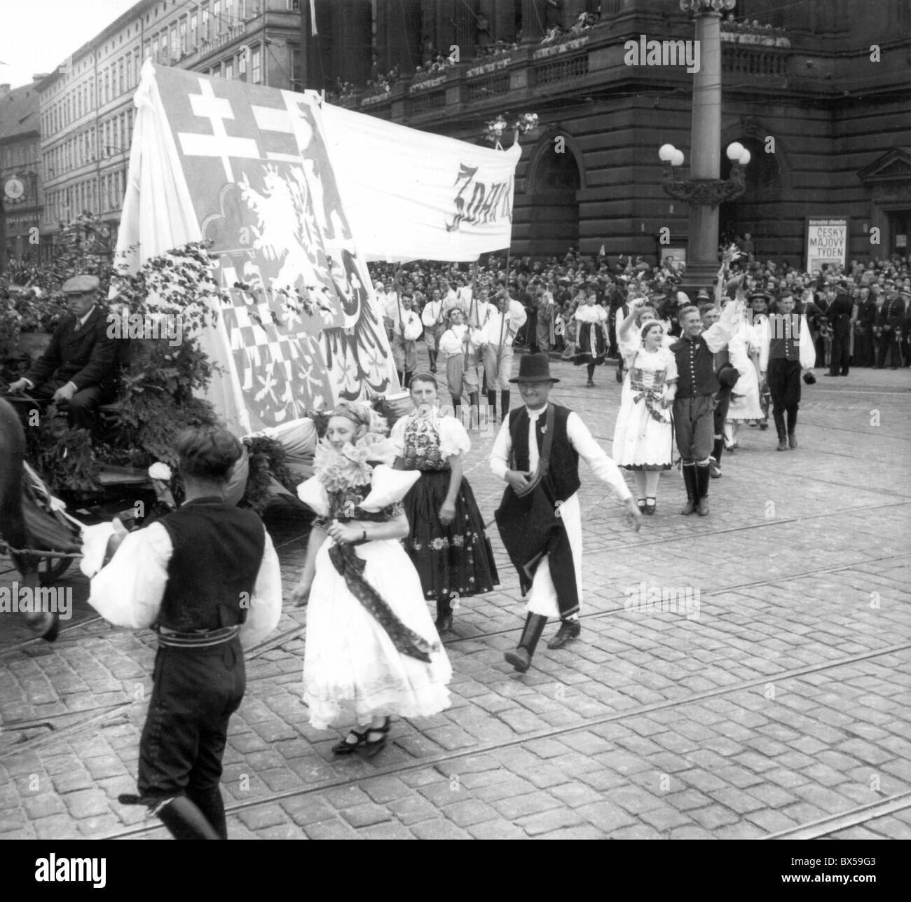 People in folk dresses, Prague 1937 Stock Photo - Alamy