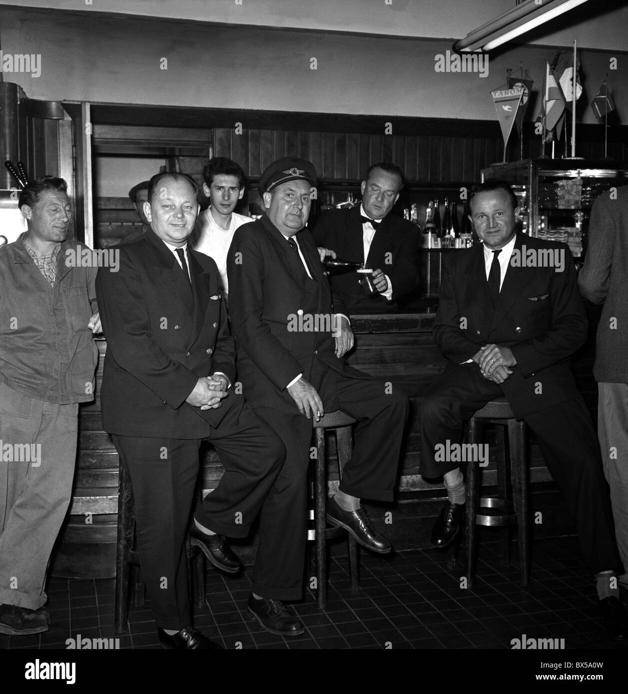 Flight crew of Soviet made TU 104 commercial aircraft in Prague ...