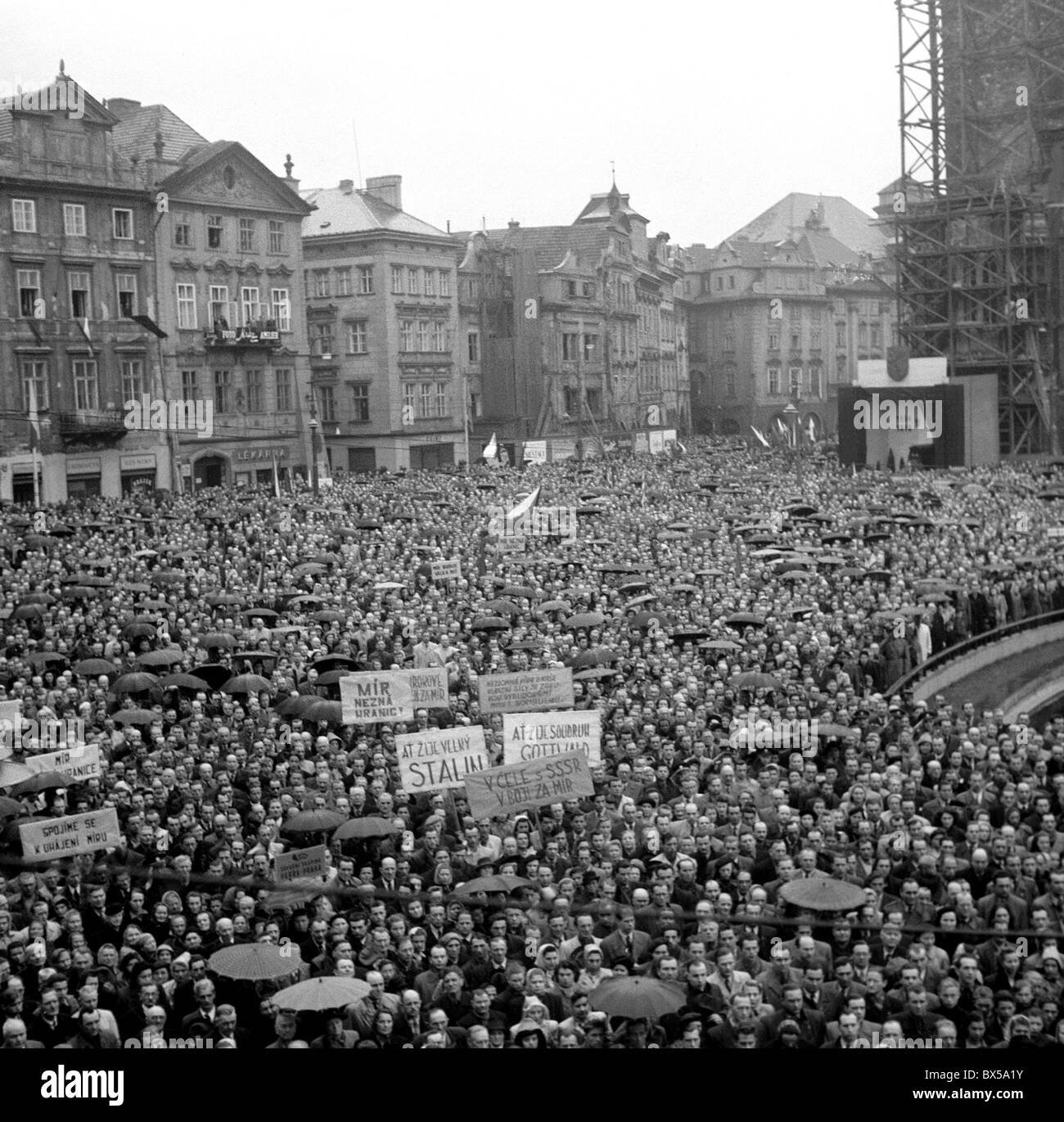 Czechoslovakia old town square Black and White Stock Photos & Images ...