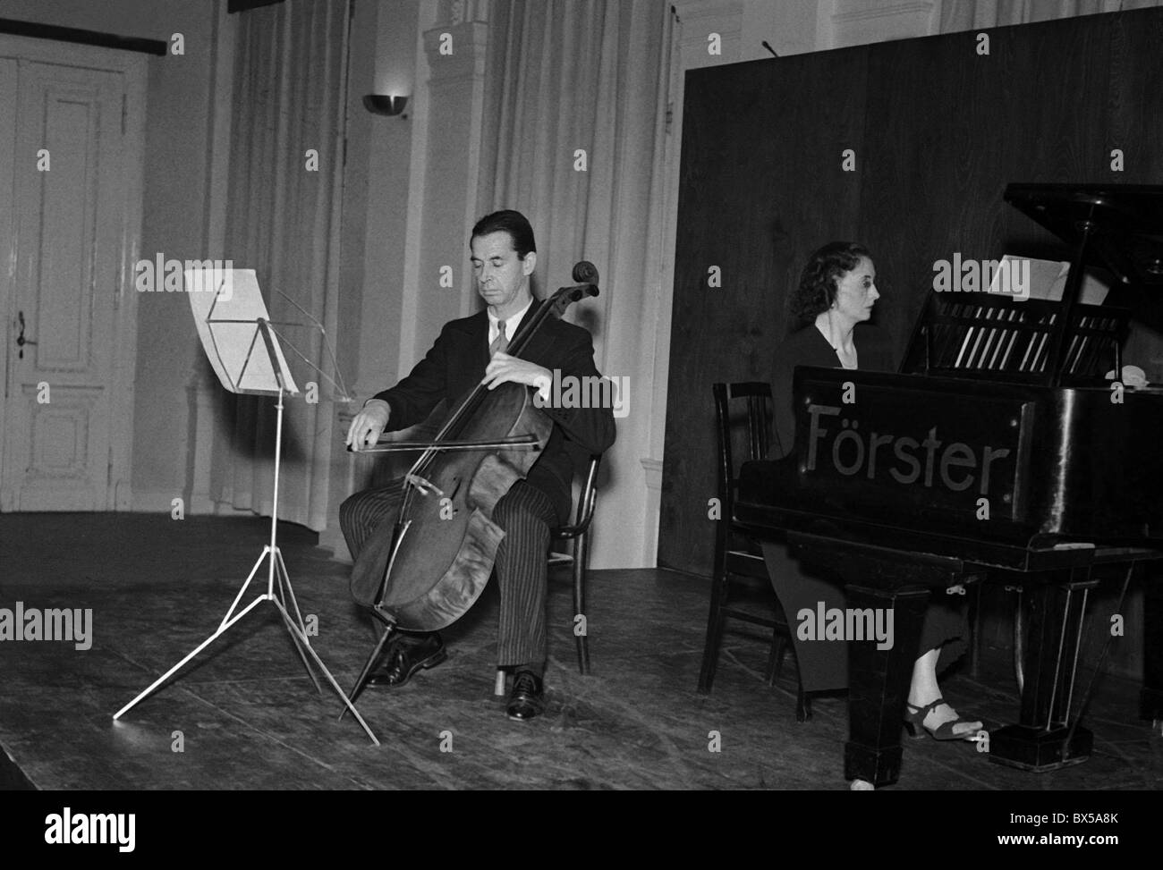 Czechoslovakia 1947. Cellist Henri Honegger performs in PragueÂ´s ...