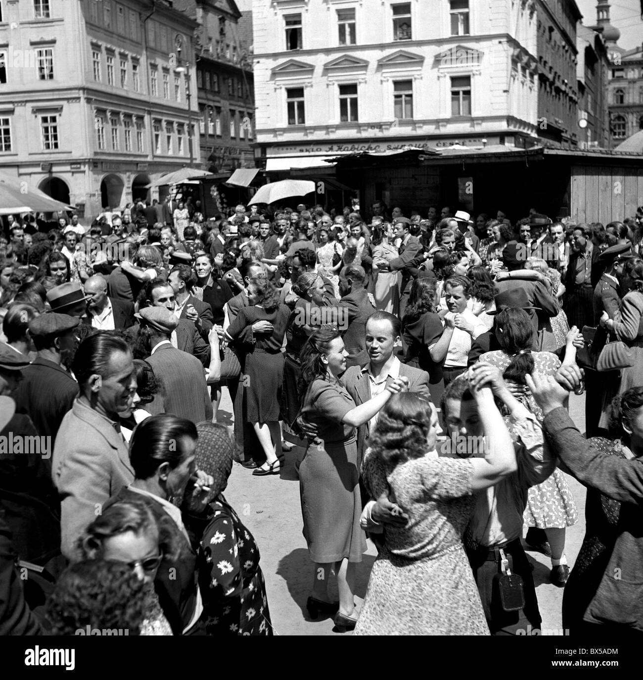 Czechoslovakia - Prague 1948. People dance outside celebrating Anna ...