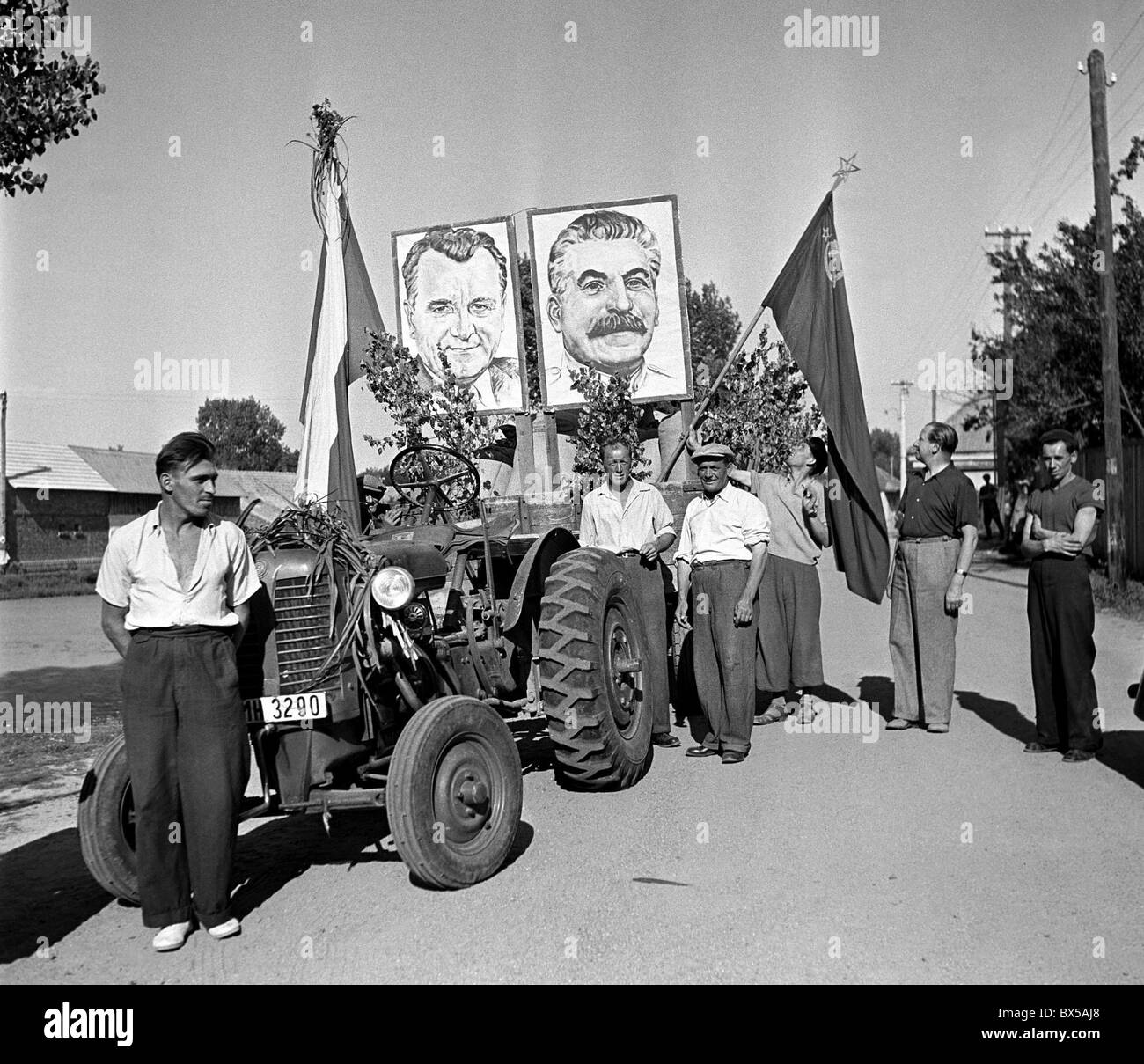 Czechoslovakia - Dlouha Lhota 1950. Socialist cooperative farmers ...