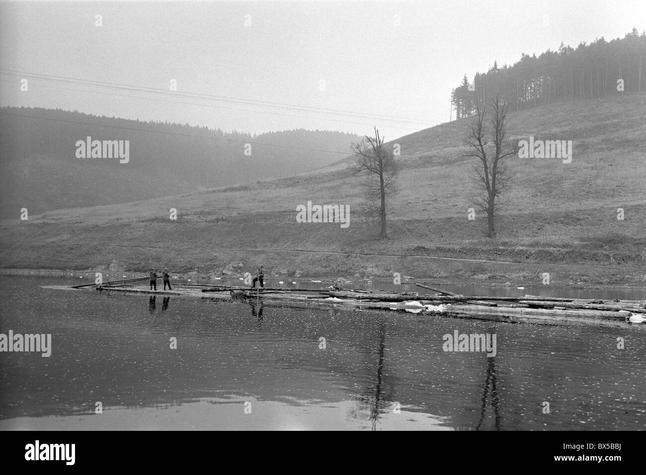 river raft, log raft, timber transportation Stock Photo - Alamy