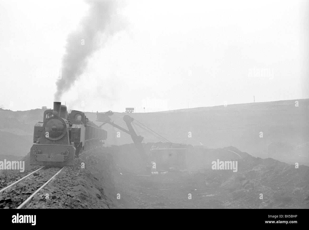 Surface coal mining, steam locomotive Stock Photo - Alamy