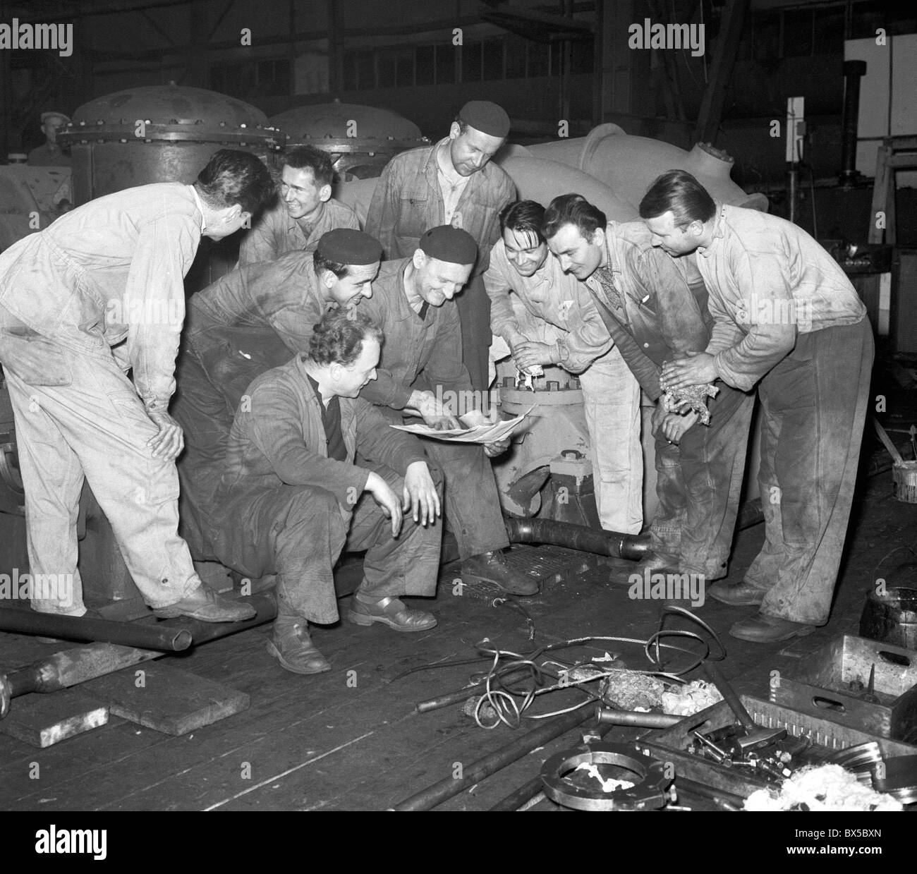Soviet factory workers Black and White Stock Photos & Images - Alamy