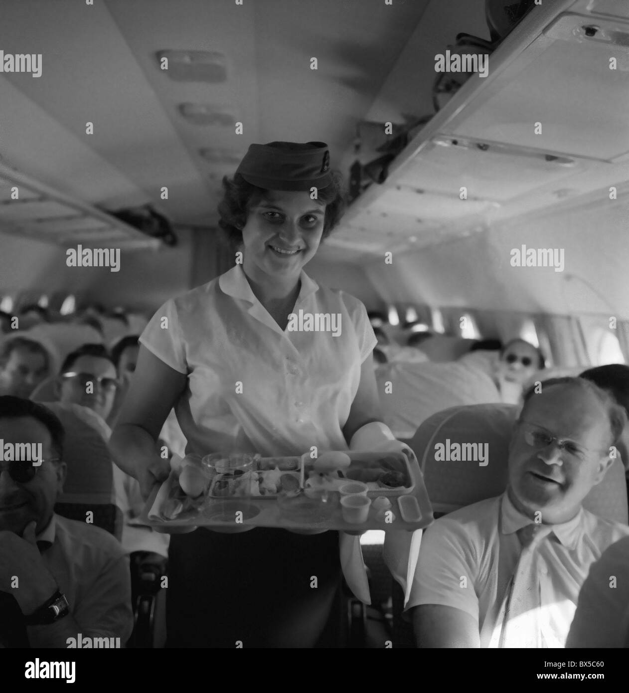 CSA, flight attendant, Il-18, Ilyushin, Prage - Baghdad Stock Photo - Alamy