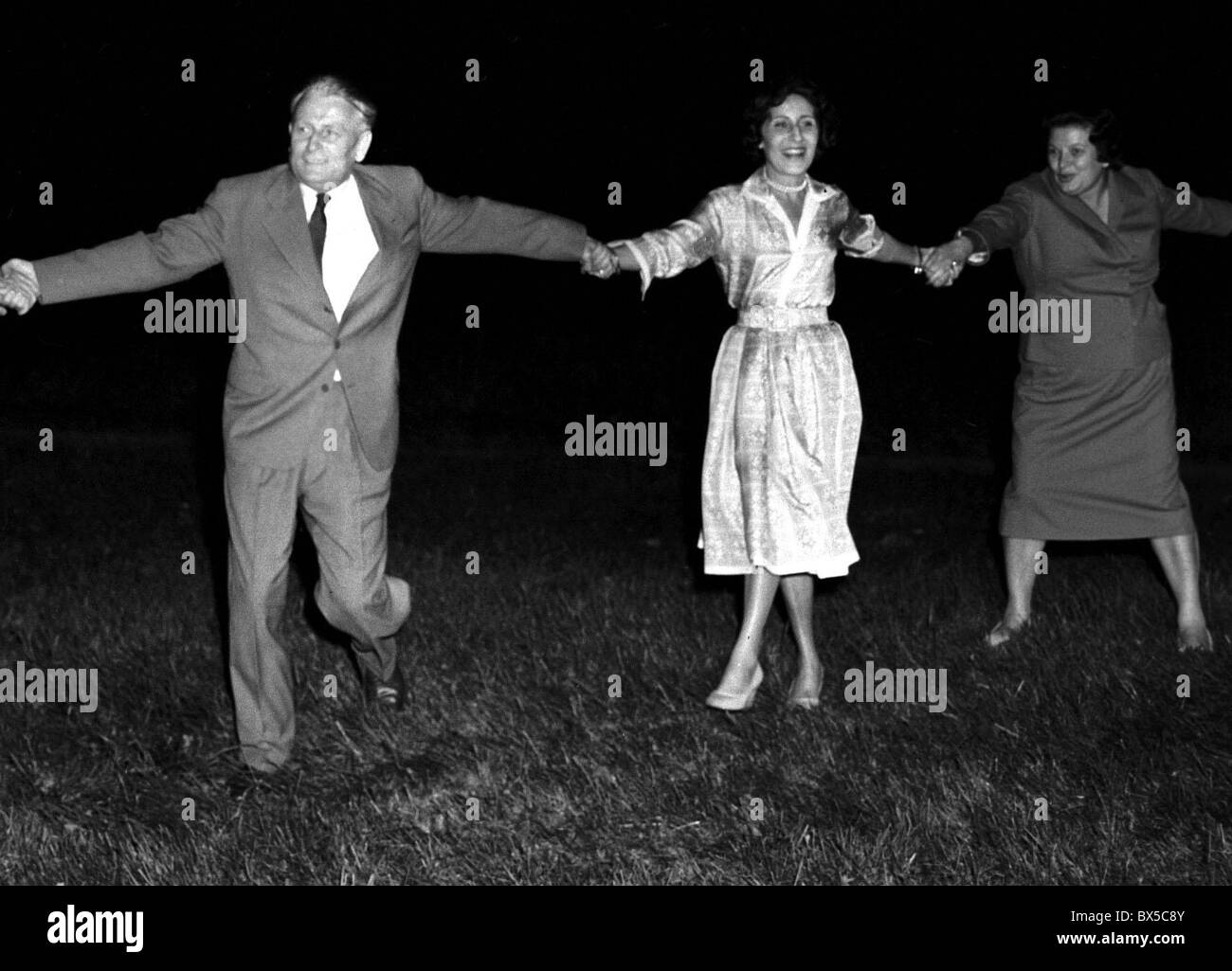 Happy woman dance on Black and White Stock Photos & Images - Alamy