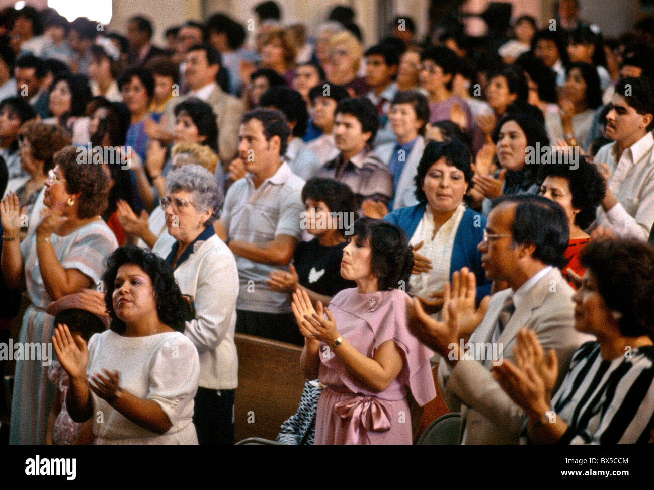 Members of a Hispanic congregation celebrate Easter at a church in ...