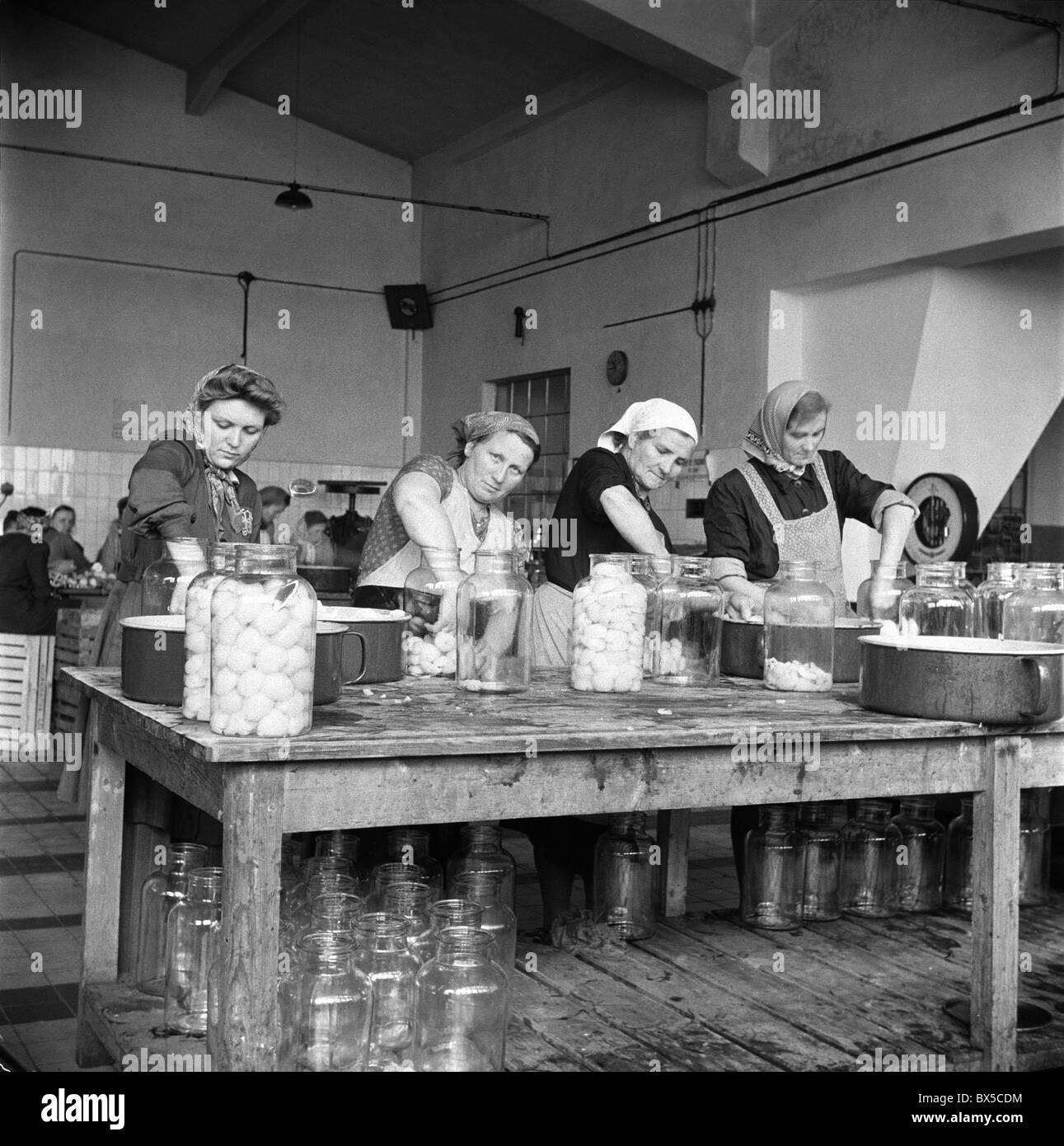 Canning fruit factory Black and White Stock Photos & Images - Alamy