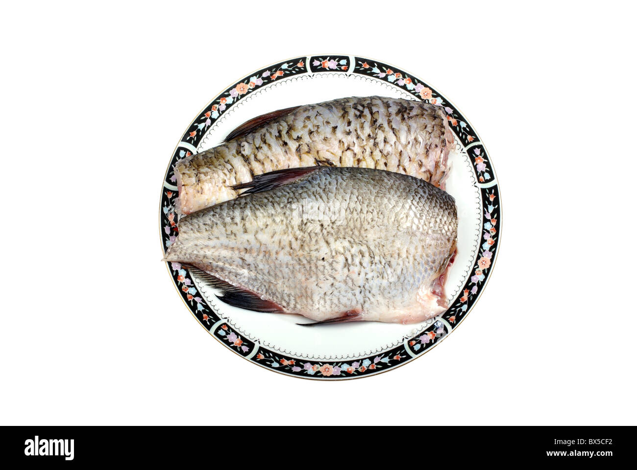 Raw fish meat ready for preparing isolated on white background Stock ...