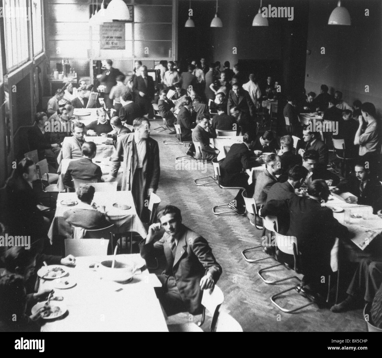 Prague 1938, students dine in Dejvice cafeteria Stock Photo - Alamy