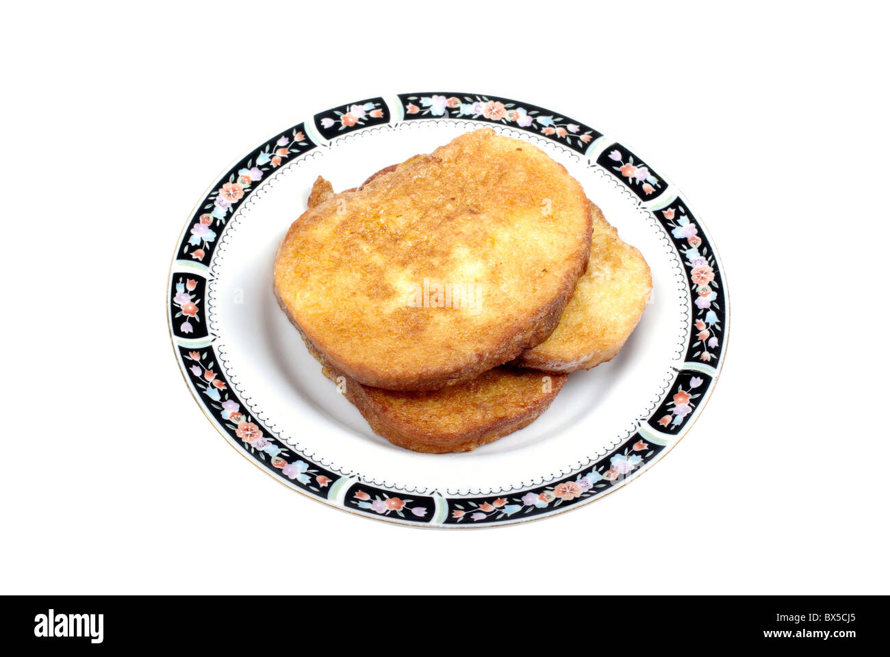 Three toasts and plate isolated on white background Stock Photo - Alamy