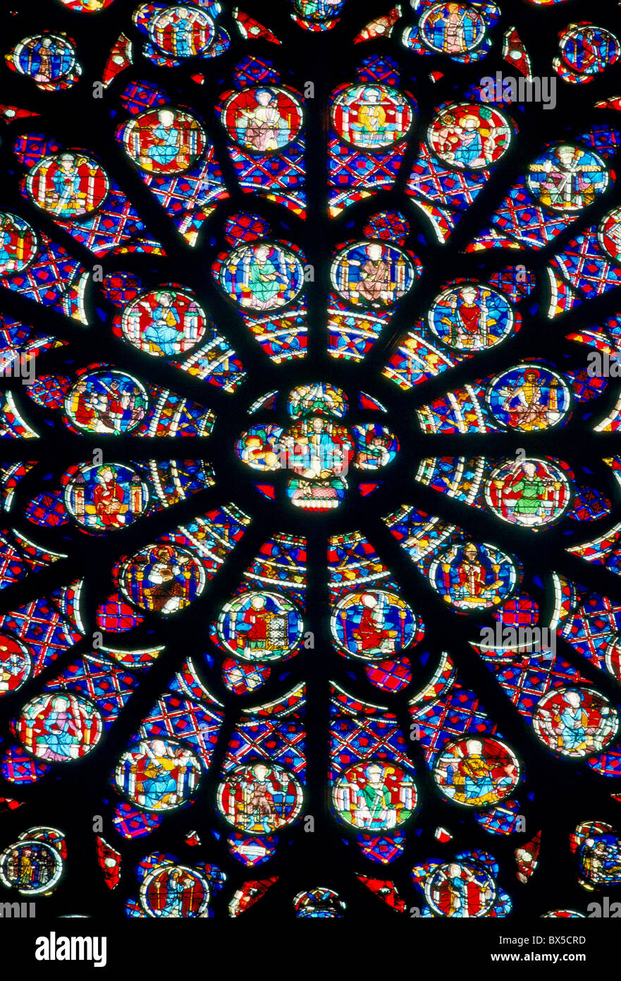The South Rose stained glass window of the cathedral of Notre Dame de ...