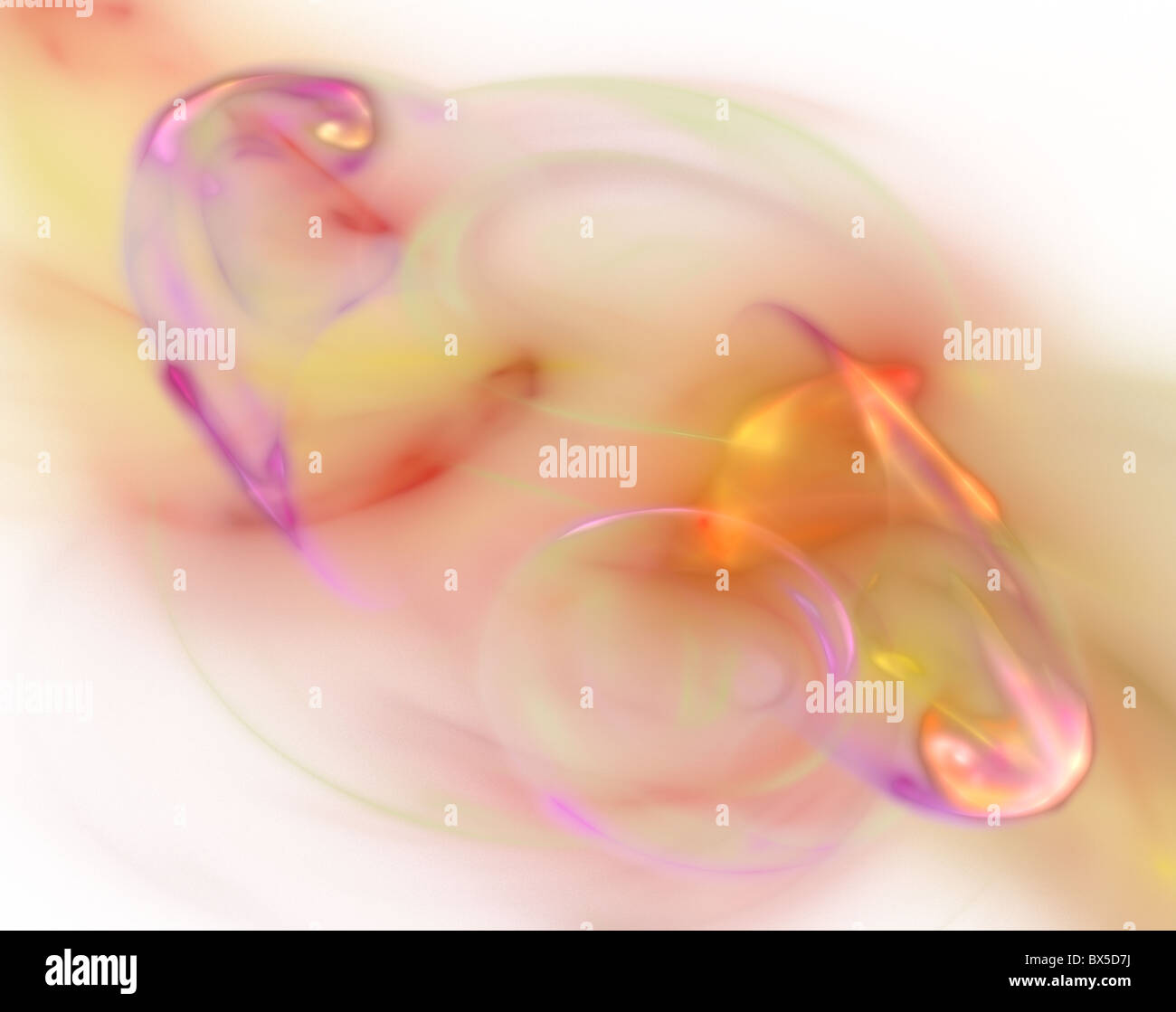 Digitally rendered abstract multi colored plasma flame in space. On ...
