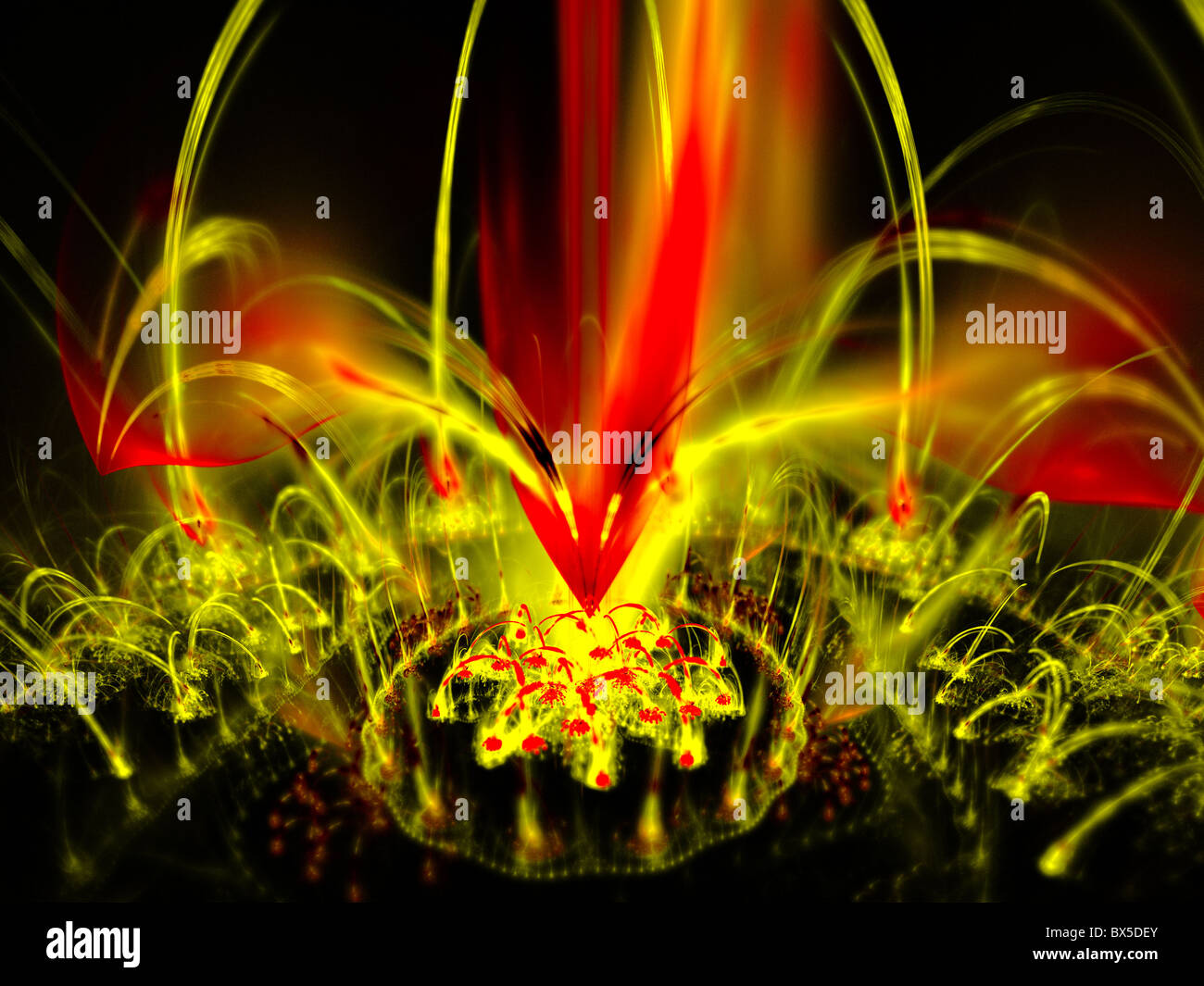 Digitally rendered high quality yellow plasma flame. As background or ...
