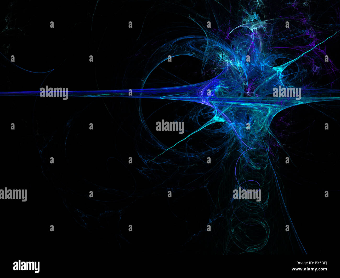 Digitally rendered abstract blue exploding fractal on black Stock Photo ...