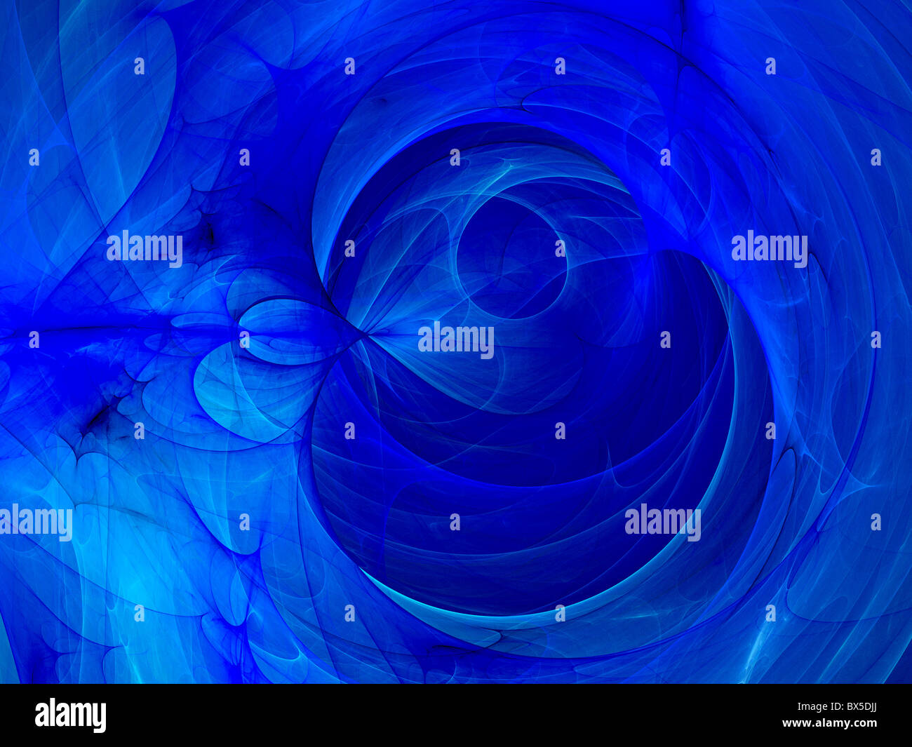 Digitally rendered abstract blue fractal flame storm. Background or ...