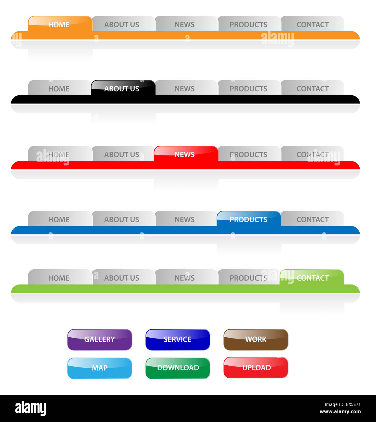 Set of vector aqua web 2.0 site navigation tabs and buttons. Easy to ...