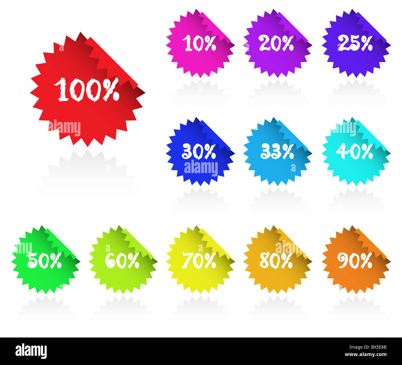 Collection of multicolored sticky discount label for marketing ...