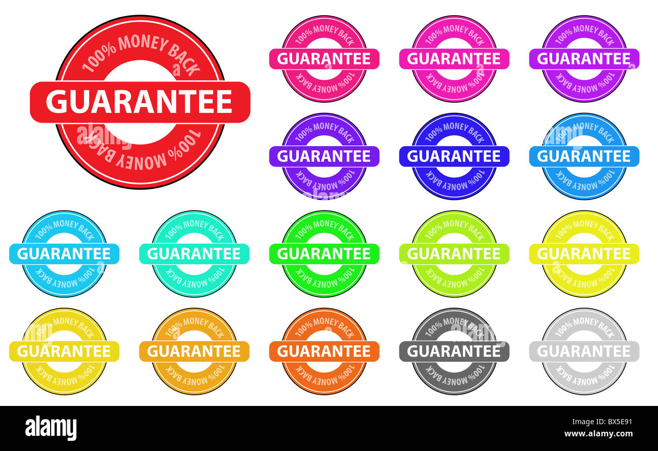 Collection of vector multicolored money back badges. Easy to edit, any ...